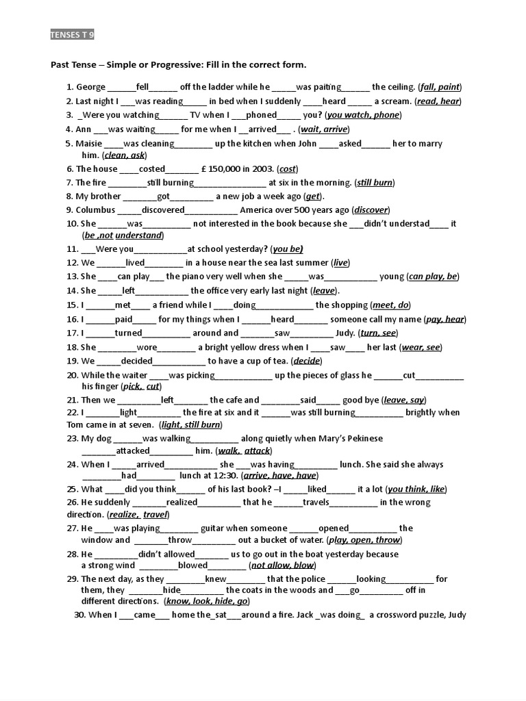Past Tense Exercise 1 | PDF