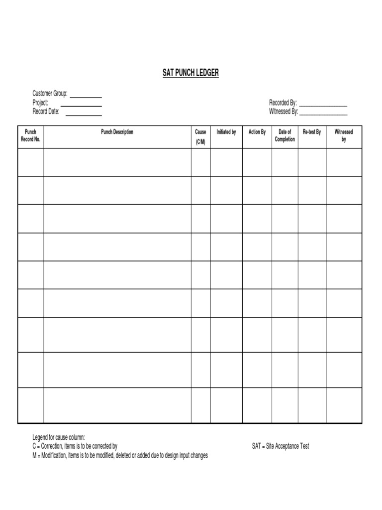 SAT Punch Record Form | PDF