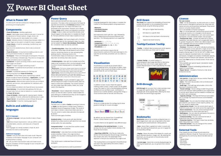 Power BI Cheatsheet Zep | PDF | Software | Information Science
