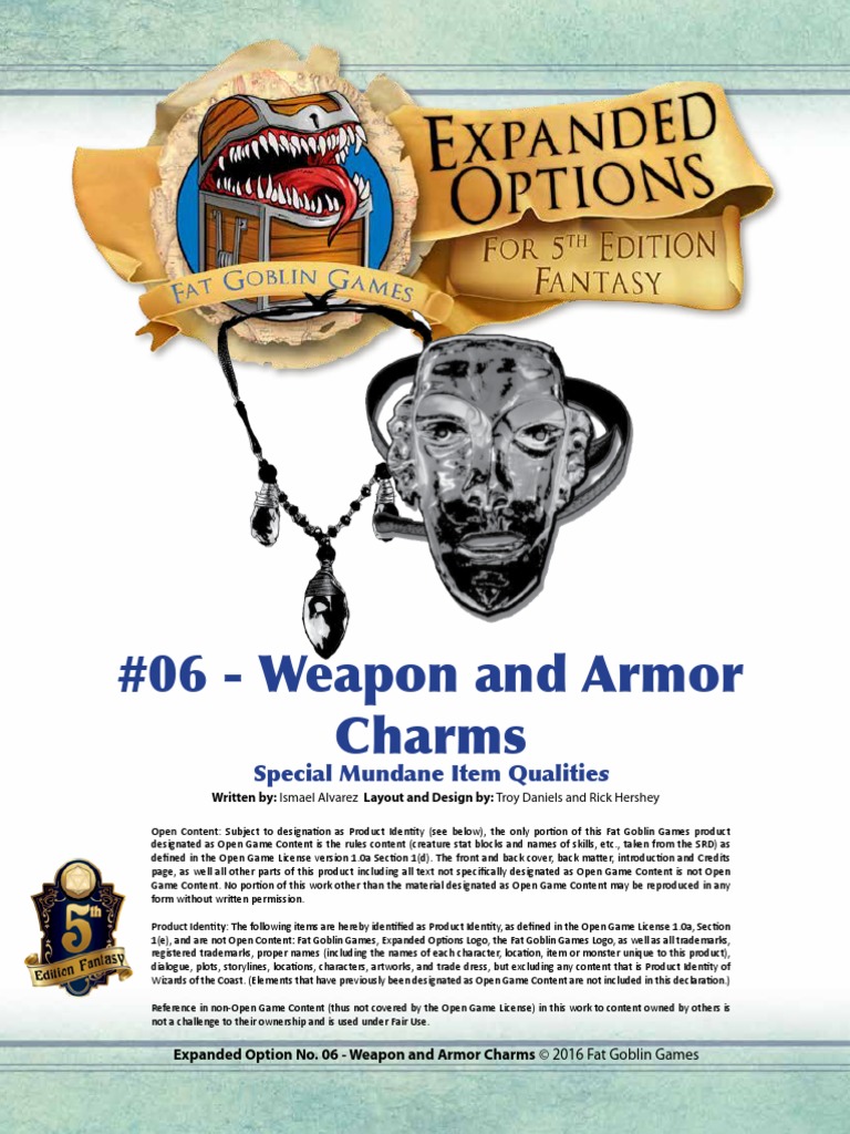 Expanded Options 06 - Items of Quality Weapon and Armor Charms | PDF | Copyright | License