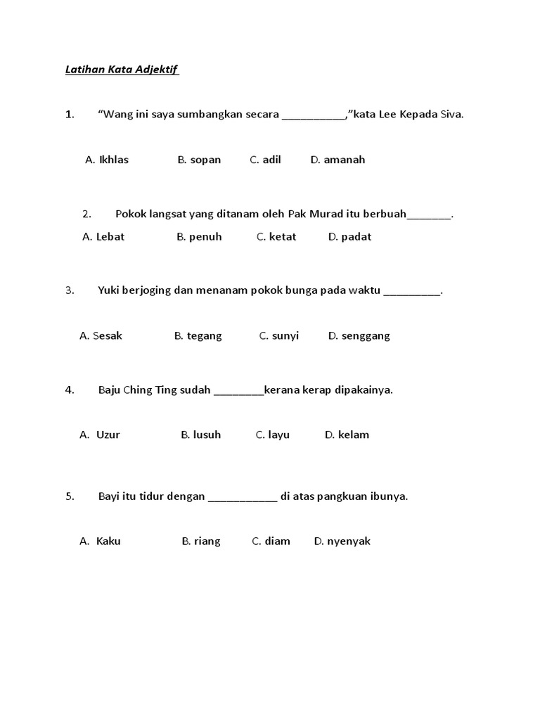 Permainan roda impian kata adjektif | PDF