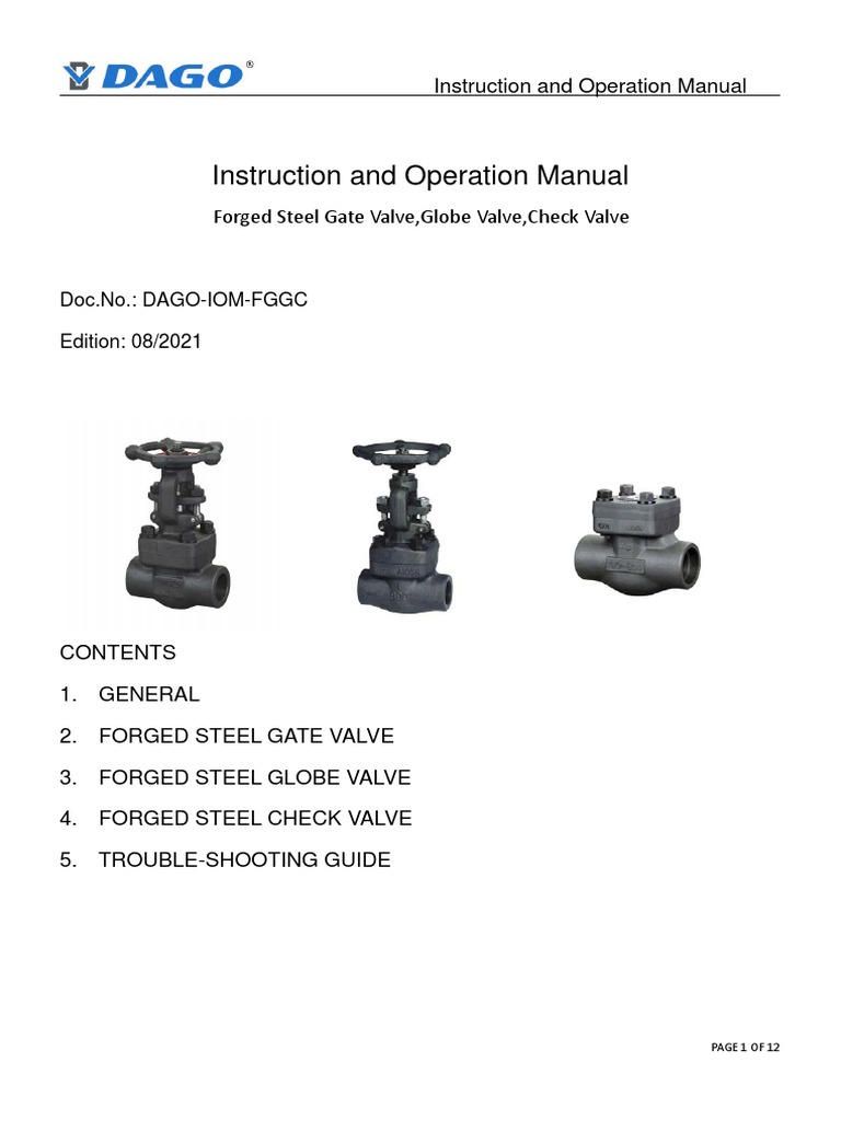 Iom Forged GGC Valves | PDF | Valve | Pipe (Fluid Conveyance)