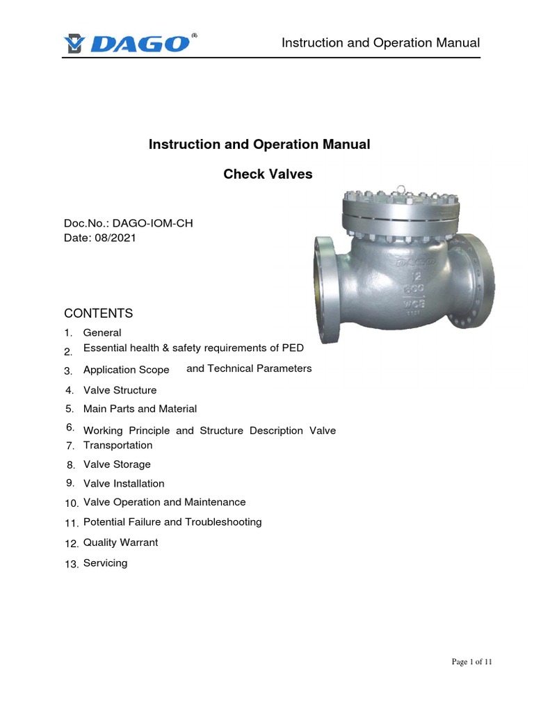 Iom Swing Check Valve | PDF | Valve | Industrial Processes