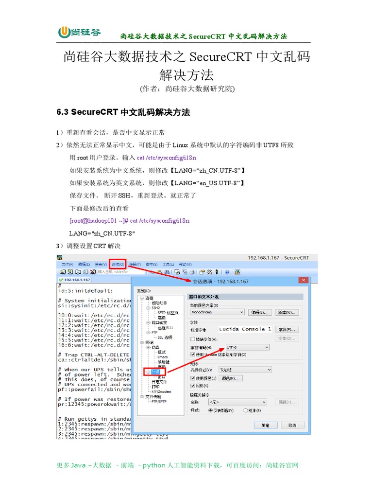 尚硅谷大数据技术之SecureCRT中文乱码解决方法 | PDF