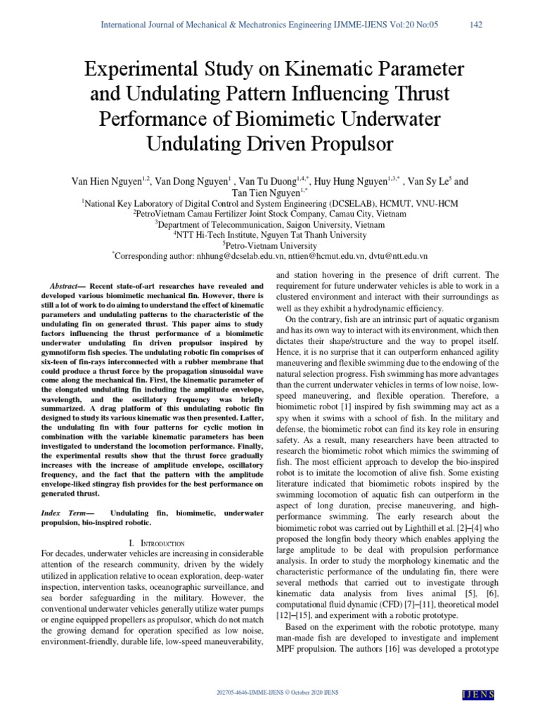 Thrust Performance of Biomimetic Fins | PDF | Waves | Propulsion