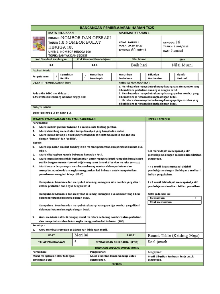 RPH Matematik Terbeza | PDF
