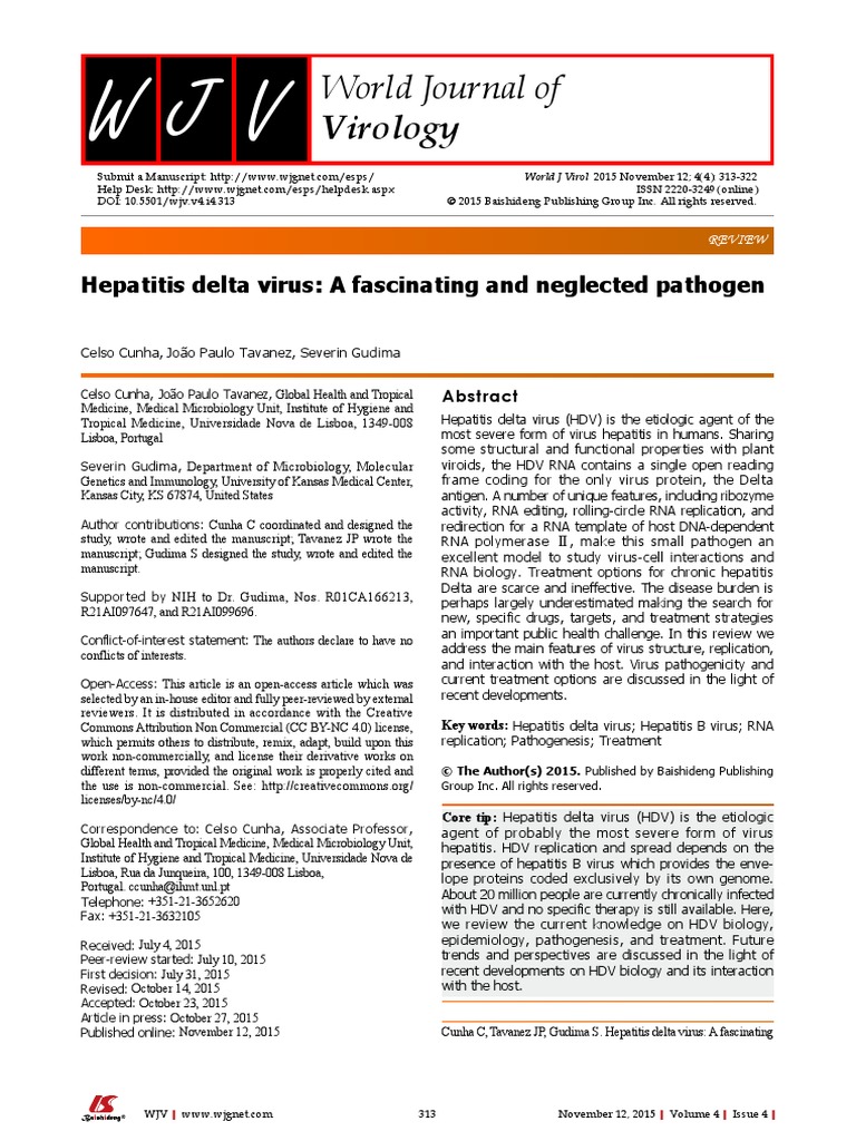 Hepatitis Delta Virus A Fascinating and Neglected Pathogen. | PDF ...