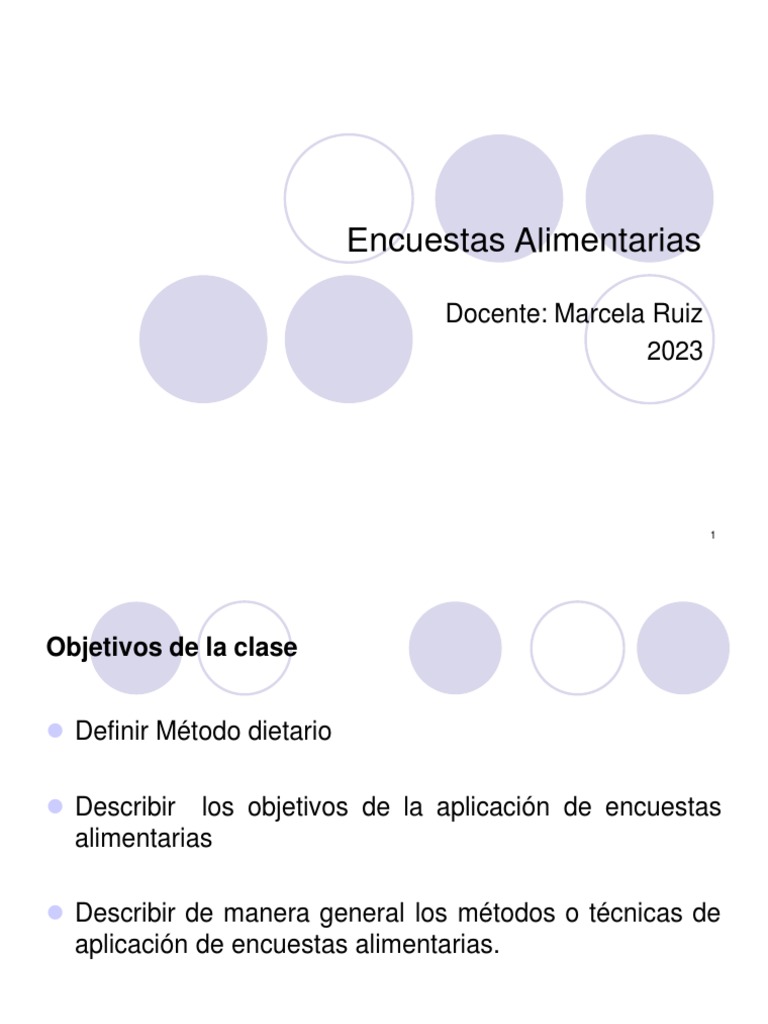 Clase Encuestas Alimentarias | Descargar gratis PDF | Nutrición | Dieta y nutrición