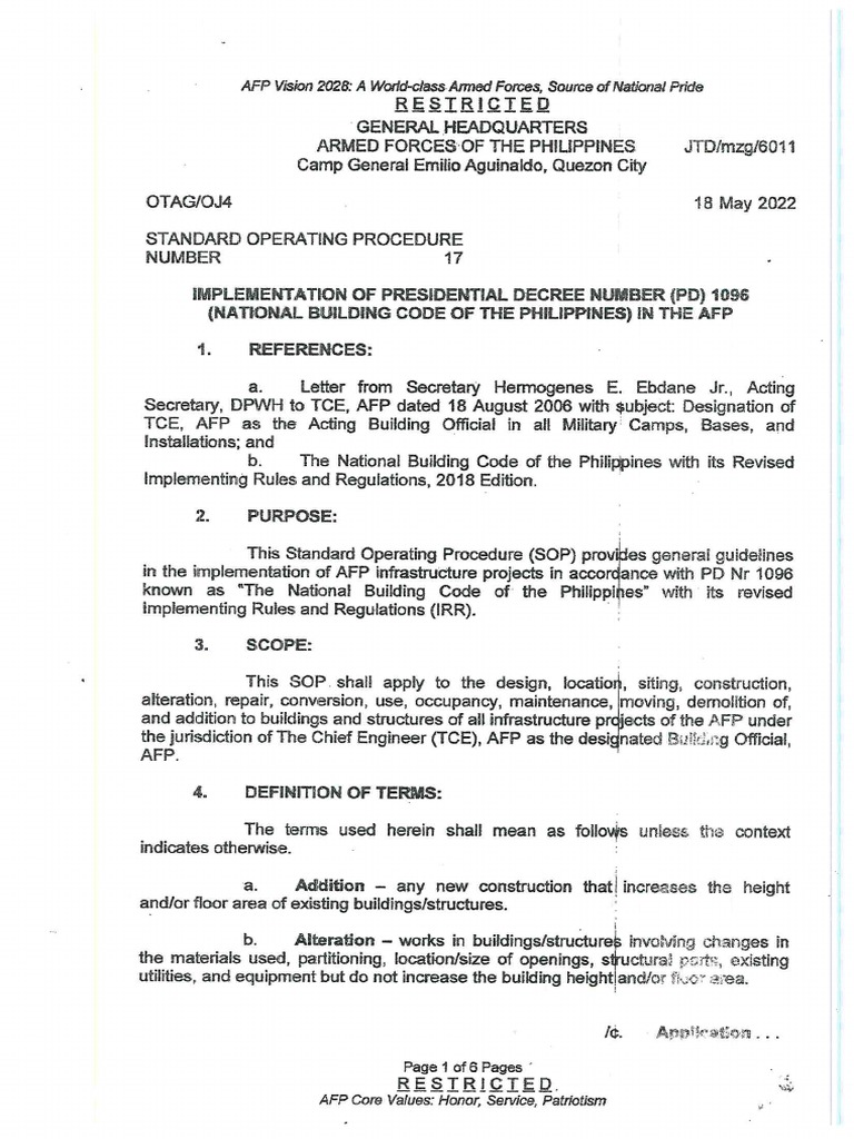 SOP NR 17 Implementation of PD 1096 Building Code of The Philippines | PDF