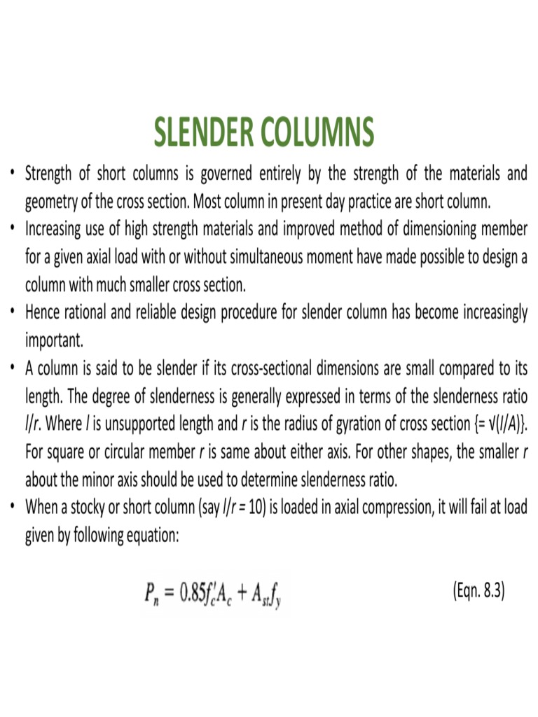 2.slender Columns | PDF | Buckling | Deformation (Mechanics)