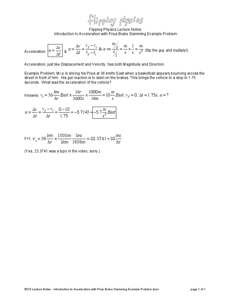 02-02 Lecture Notes Compilation - Acceleration Apc | PDF | Velocity ...