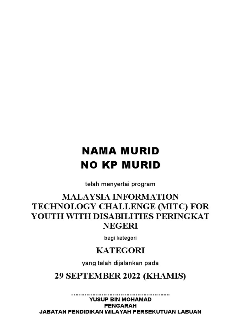 Sijil MITC Peringkat Negeri 2022 | PDF