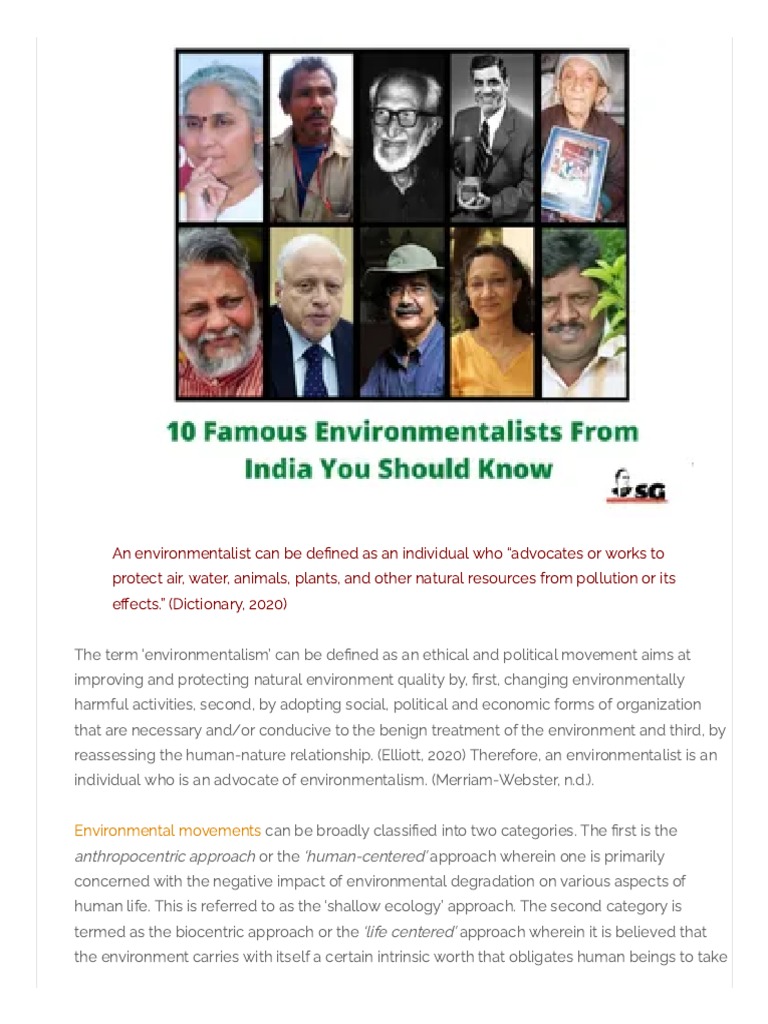 10 Famous Environmentalists From India You Should Know | PDF ...