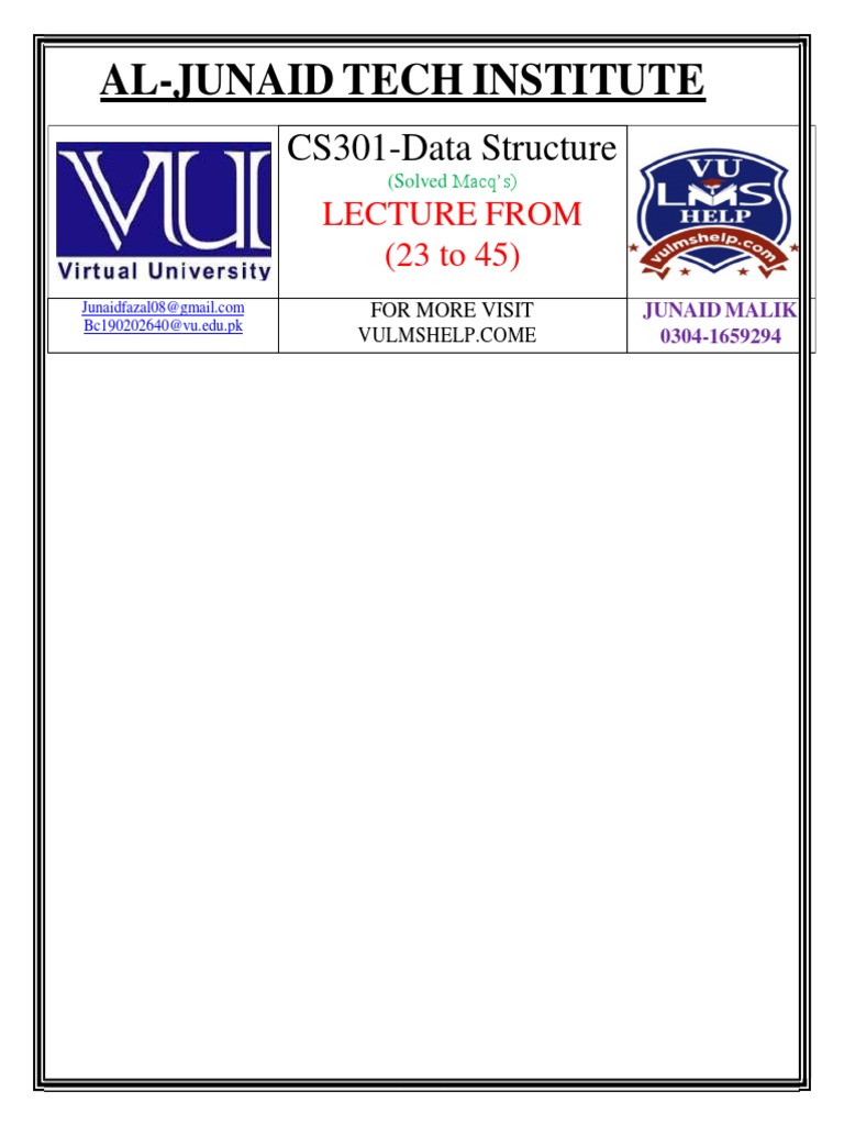Cs301 Solved Mcqs Final Term by Junaid | PDF | Mathematical Logic | Computing
