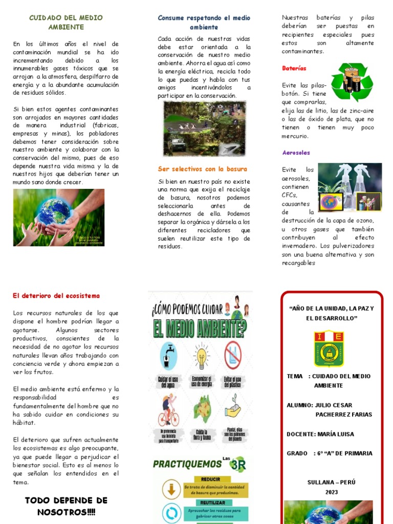 Triptico Cuidado Del Medio Ambiente3 | PDF | Residuos | Contaminación Triptico Cuidado Del Medio Ambiente3 | PDF | Residuos | Contaminación