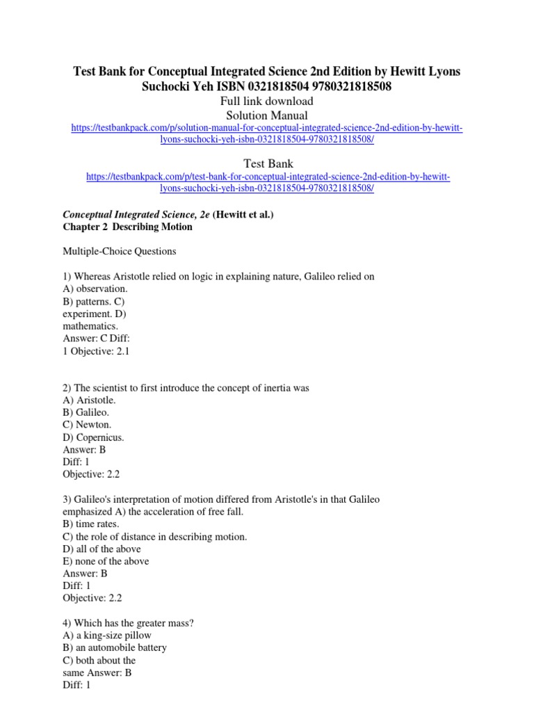 Conceptual Integrated Science 2nd Edition by Hewitt Lyons Suchocki Yeh ...