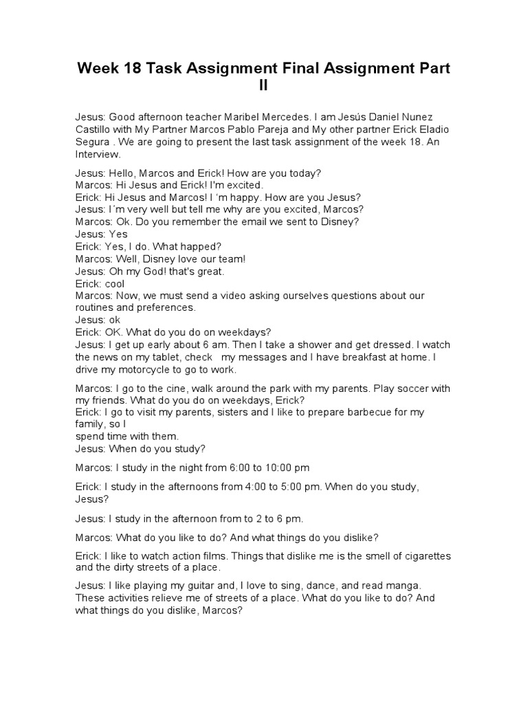 Week 18 Task Assignment Final Assignment Part II | PDF