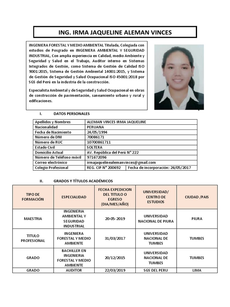 CV IRMA Mayo 2023 Completo | PDF | Business