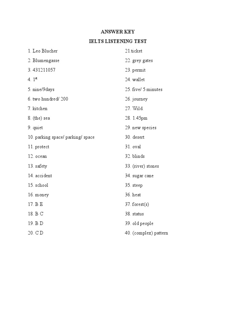 Answer Key Listening | PDF