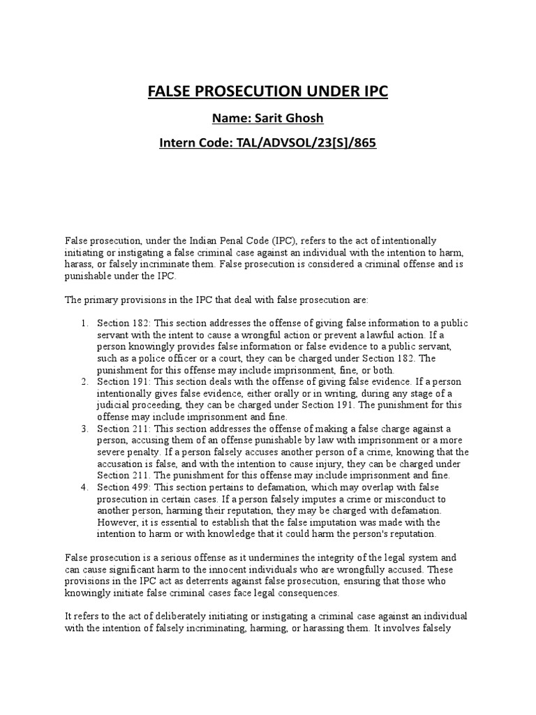 False Prosecution Under Ipc | PDF | Prosecutor | Defamation