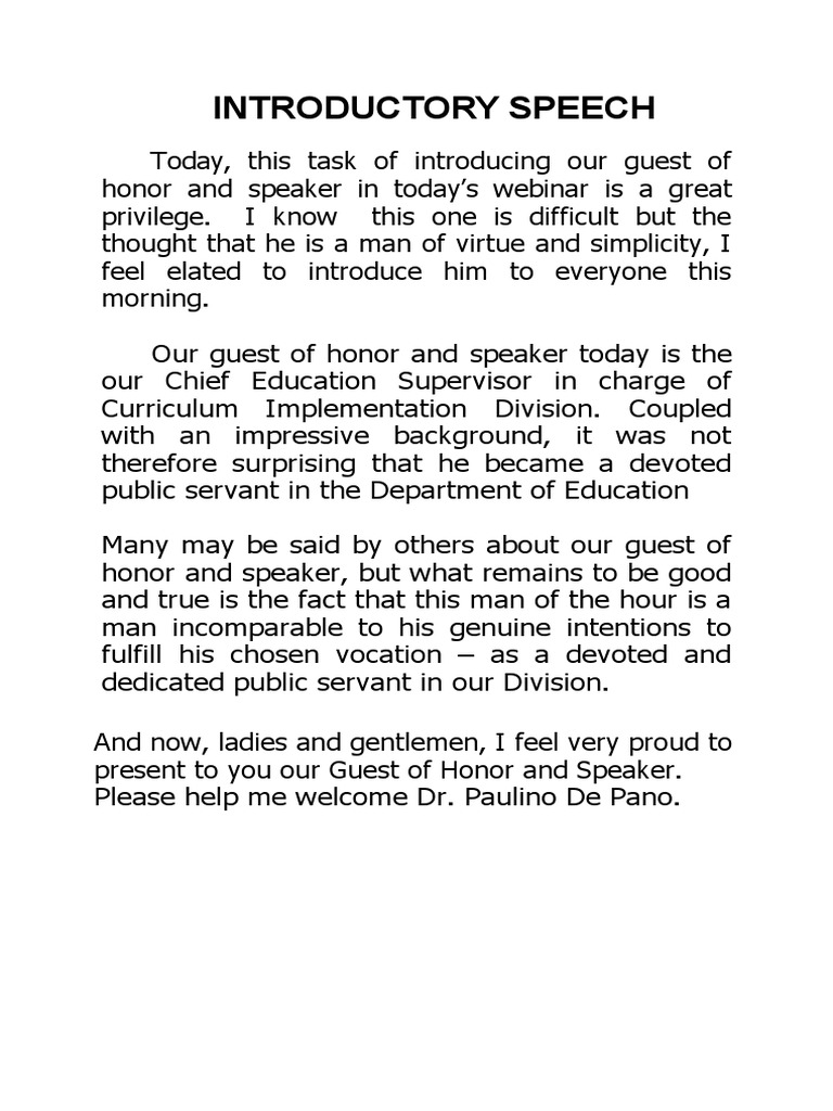 Introductory Speech | PDF