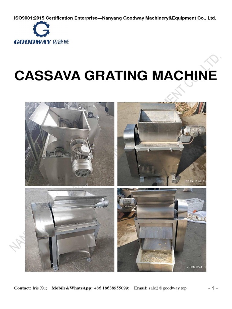 Cassava Grating Machine Operation Manual PDF | PDF | Bearing ...
