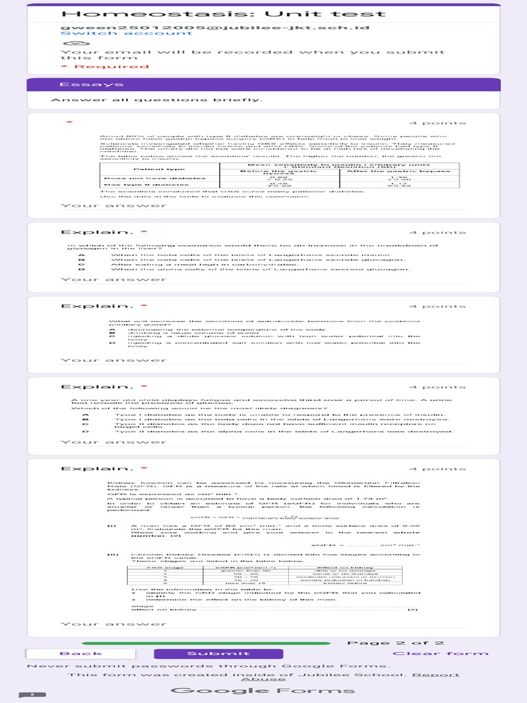 Homeostasis Unit Test | Download Free PDF | Medical Tests | Physiology