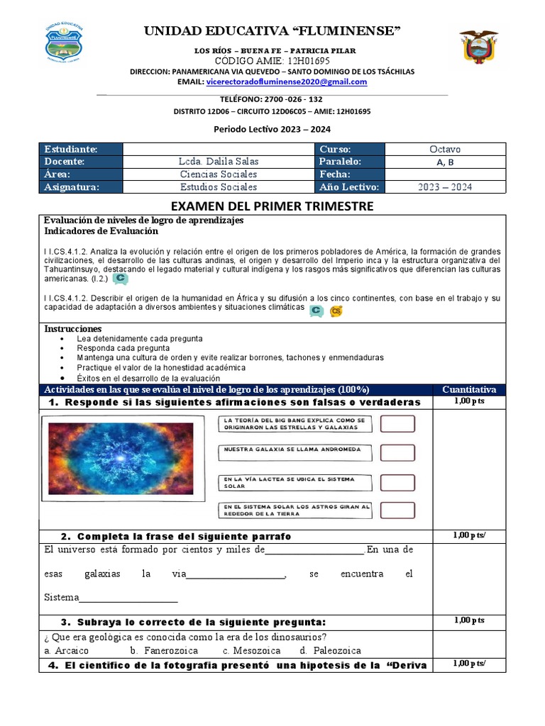 Examen de Decimo XXX | PDF