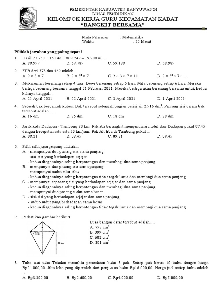 Soal Matematika Kelas 3 | PDF