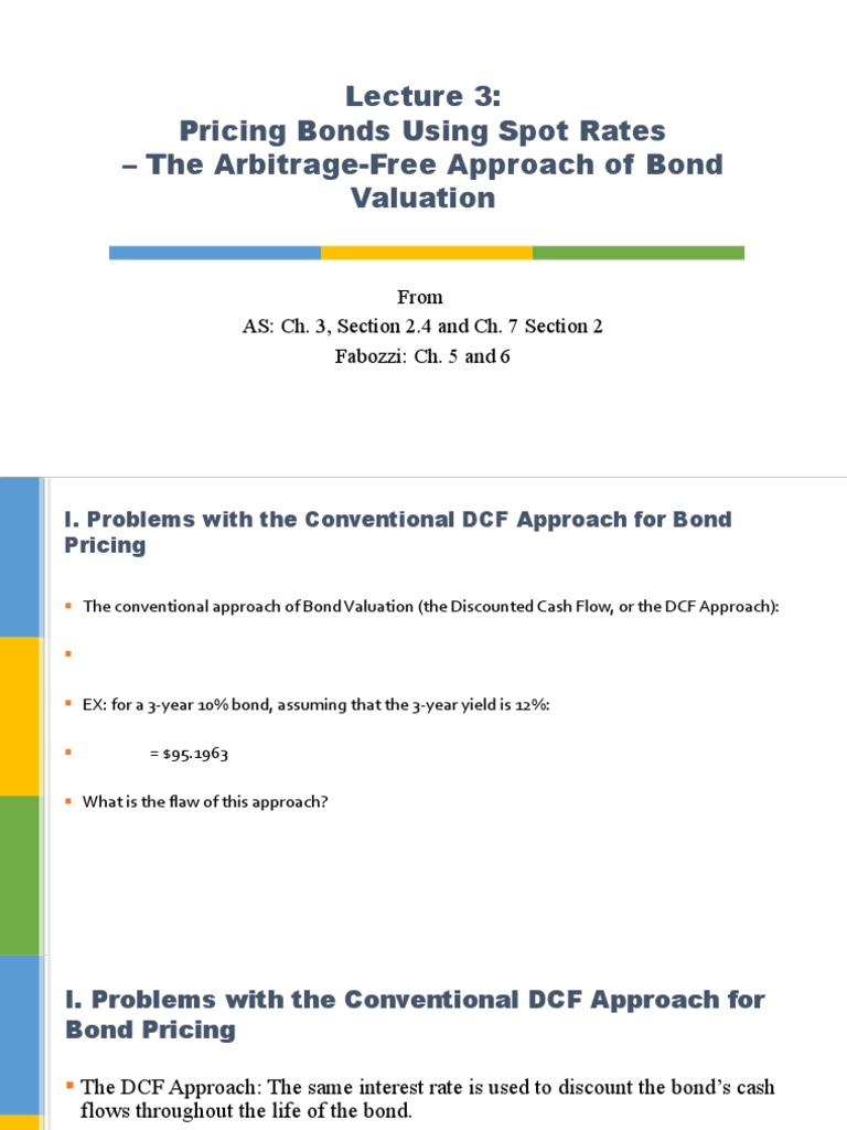 L3 The Arbitrage Approach of Bond Pricing | PDF | Arbitrage | Bonds (Finance)