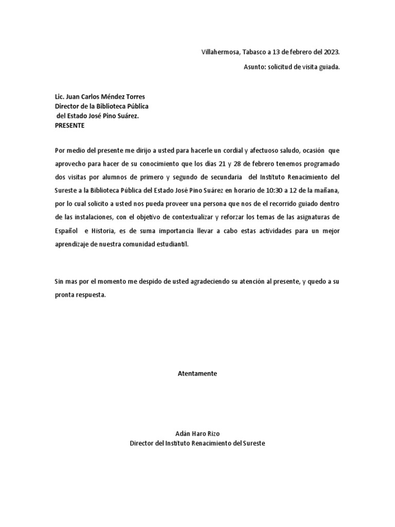 Solicitud Bibloteca José Pino Suárez | PDF