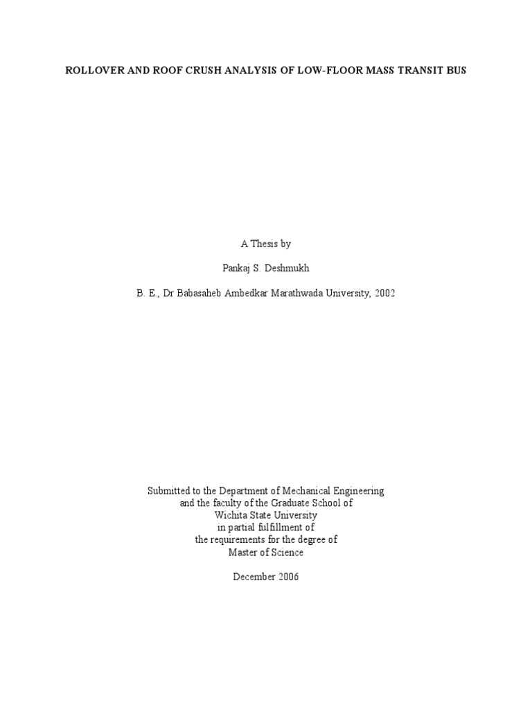 Rollover and Roof Crush Analysis of Low-Floor Mass Transit Bus | PDF | Traffic Collision | Motor ...