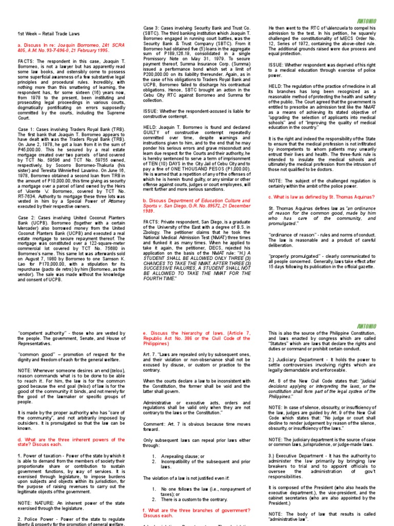 Retail Trade Laws Overview | PDF | World Politics | President Of The ...
