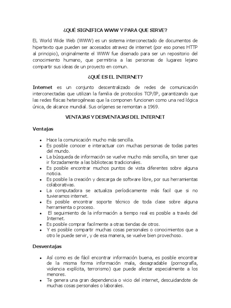 Qué SIGNIFICA WWW Y PARA QUE SIRVE | PDF | Blog | Internet