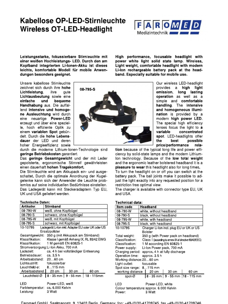 Frontoluz Faromed 08-795-S | PDF