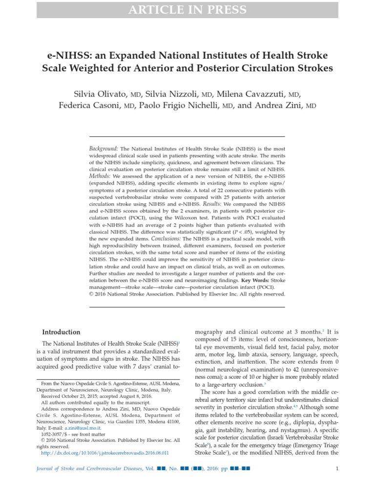 E Nihss | PDF | Stroke | Epidemiology