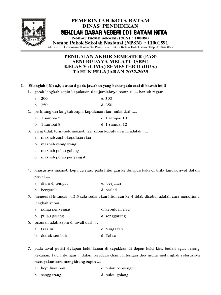 SOAL SBM Sem 2 2022-2023 | PDF SOAL SBM Sem 2 2022-2023 | PDF