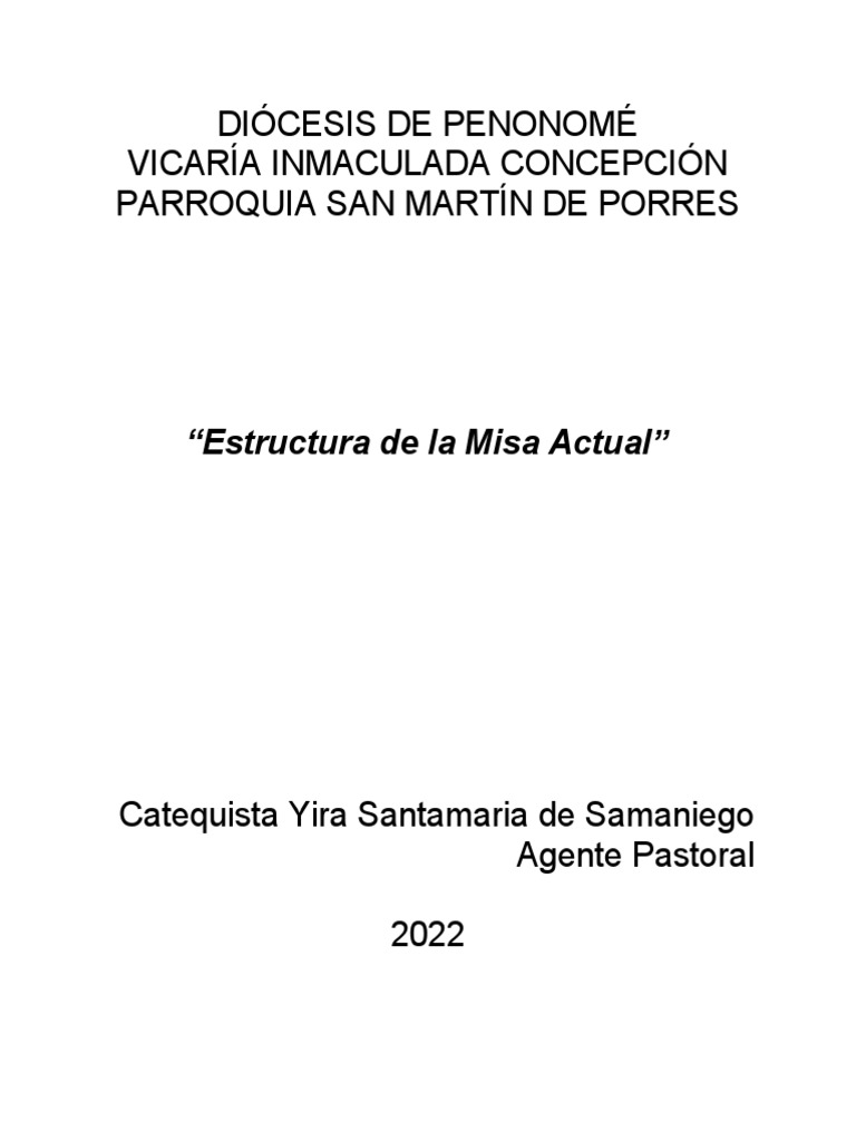 estructura de la misa | PDF | Misa (liturgia) | eucaristía