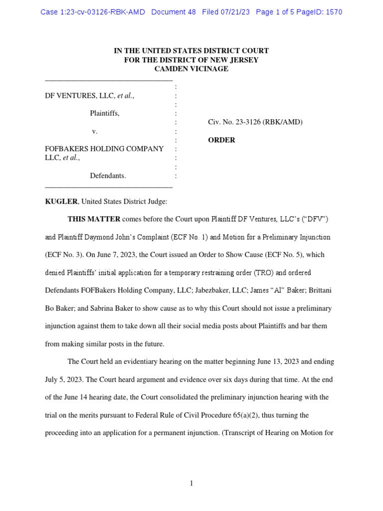 Daymond John Restraining Order | PDF | Injunction | Social Media