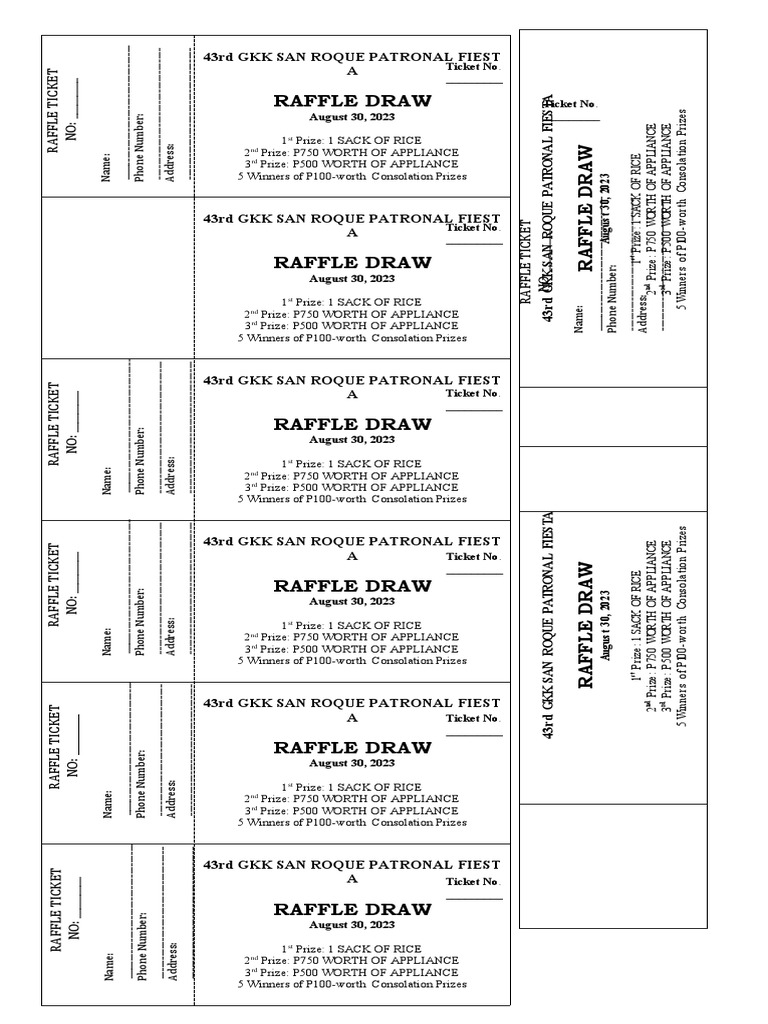 Raffle Ticket Template | PDF | Gambling Games