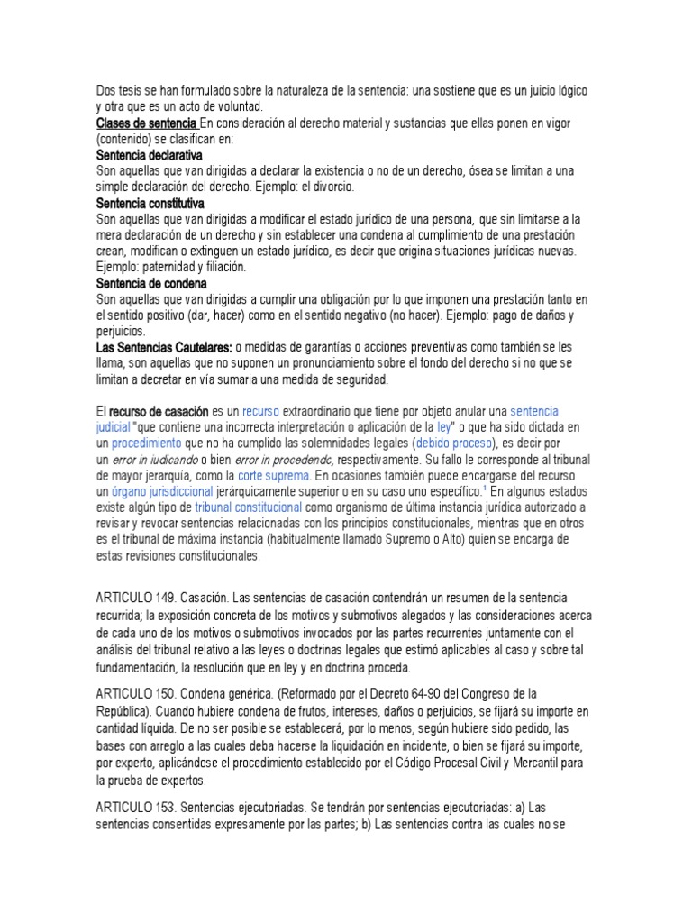 Clases de Sentencia | PDF | Sentencia (ley) | Gobierno