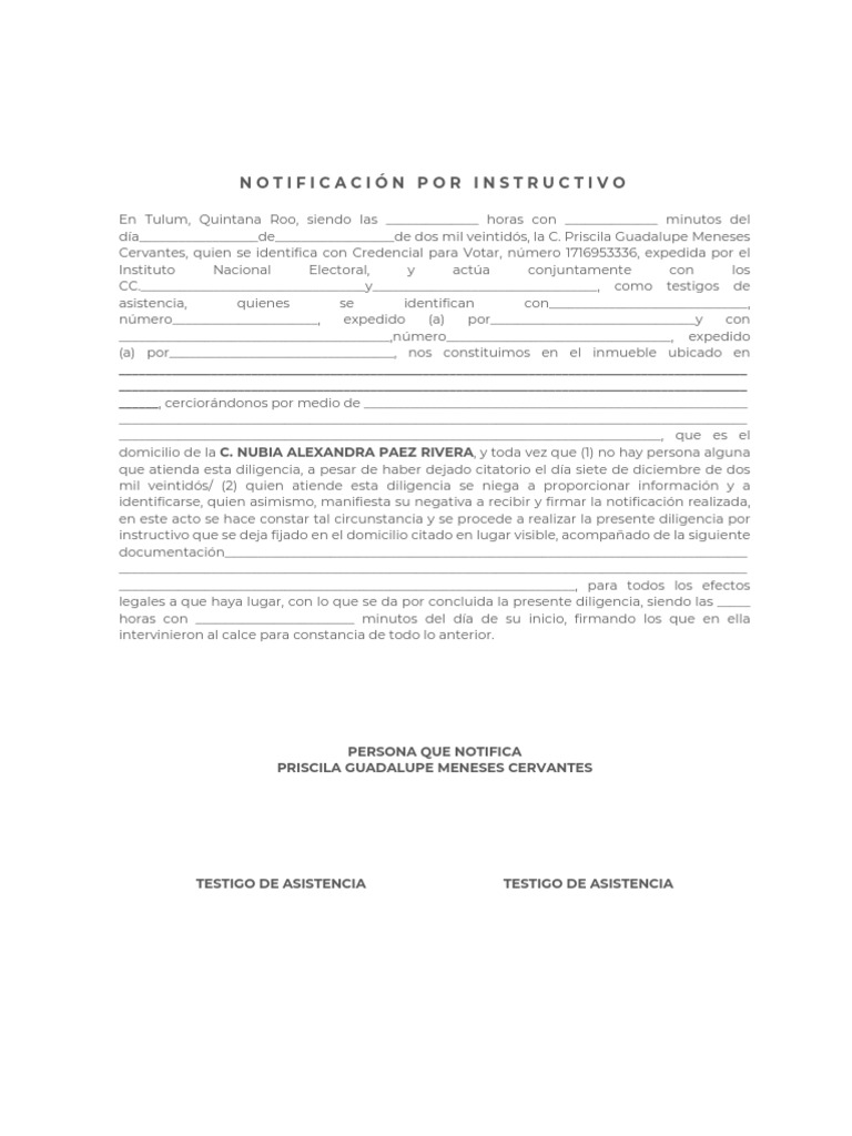 Notificación Por Instructivo | PDF