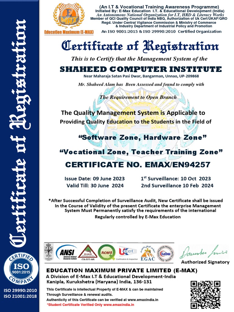 Certificate of Registration | PDF
