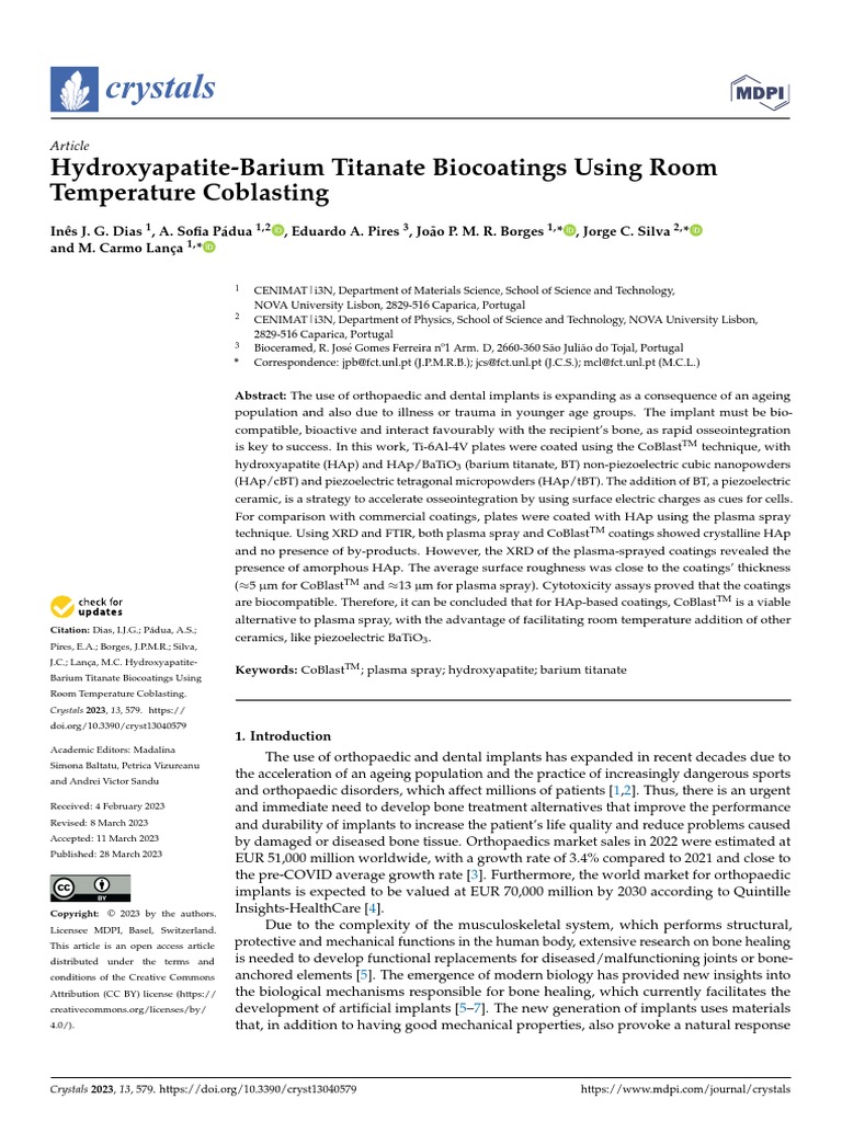 Hydroxyapatite Barium Titanate Biocoatings Using R | PDF | Bone ...