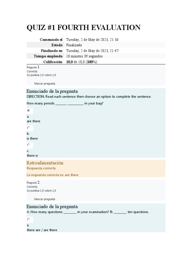 Quiz 1 Unidad 4 | PDF