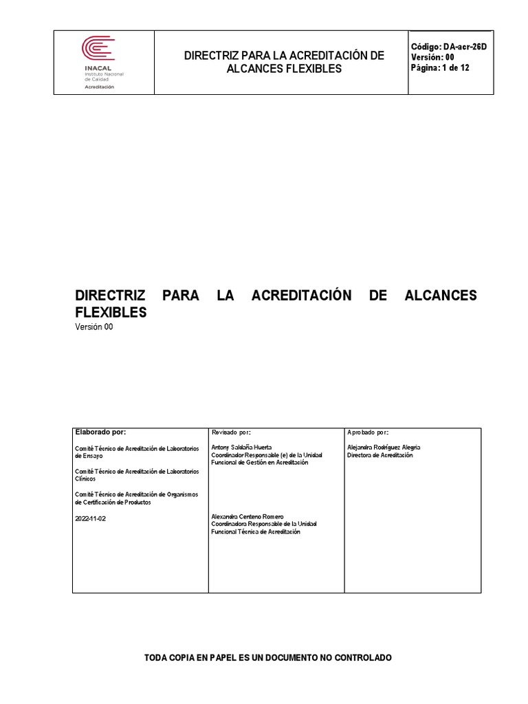 DIRECTRIZ - DA-acr-26D V00 Directriz para La Acreditación de Alcances ...