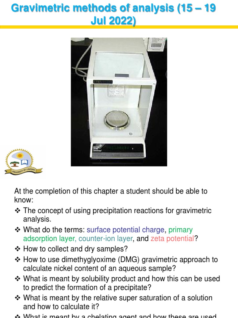Gravimetric Analysis Study Notes | PDF | Precipitation (Chemistry ...