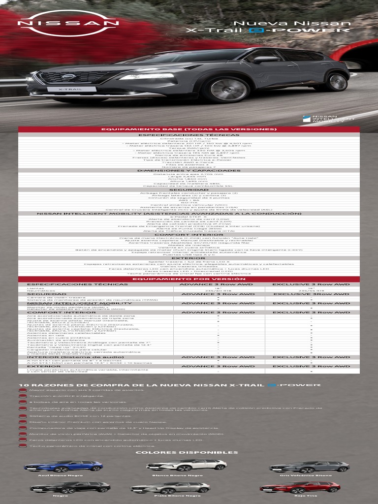 Ficha Tecnica Nissan X-Trail E-Power | PDF