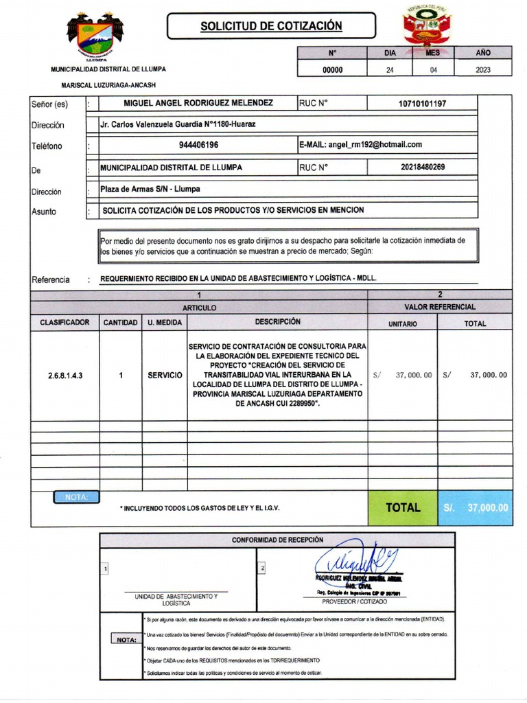 Solicitud de Cotizacion | PDF
