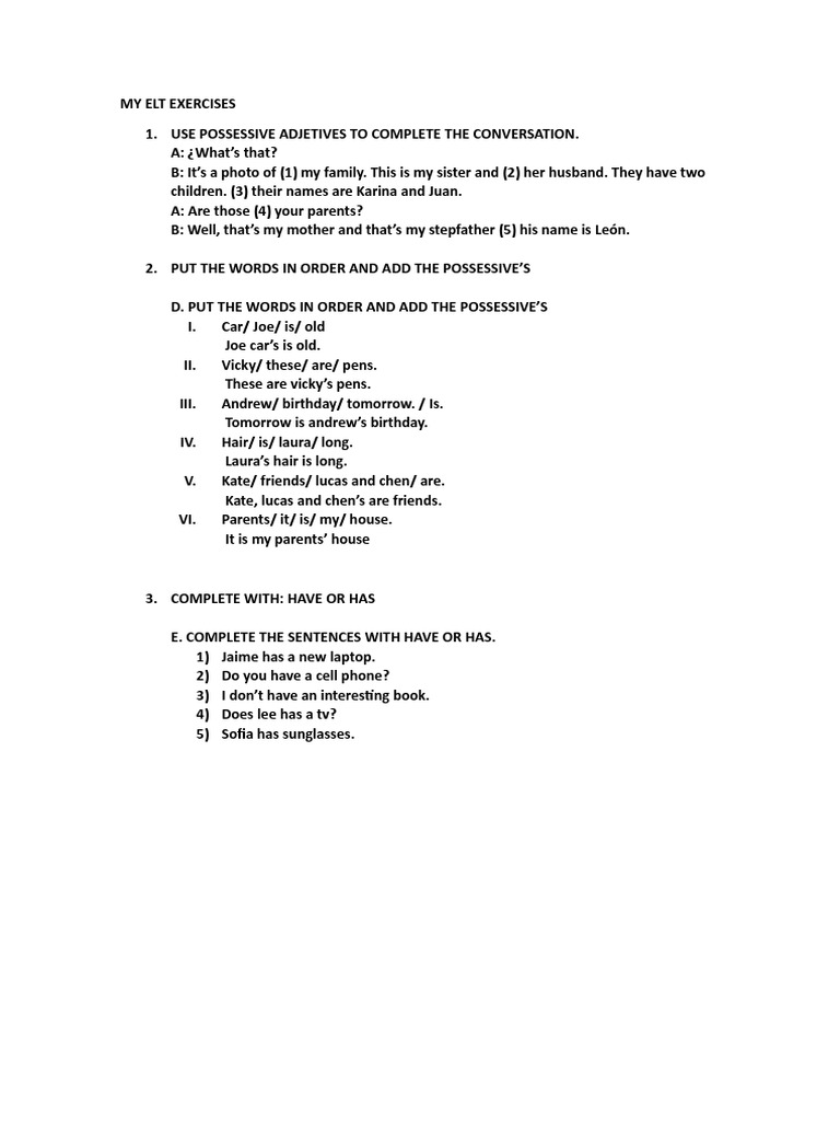 My Elt Exercises | PDF